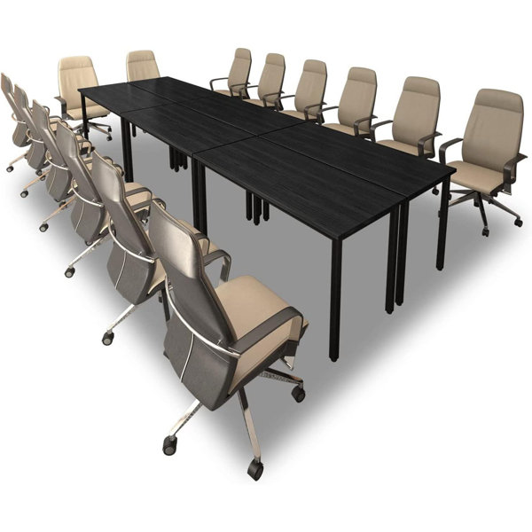 Inbox Zero Misha Pivit 12FT Modular Rectangular Conference Table, Modern Seminar Table(Set of 6 ...